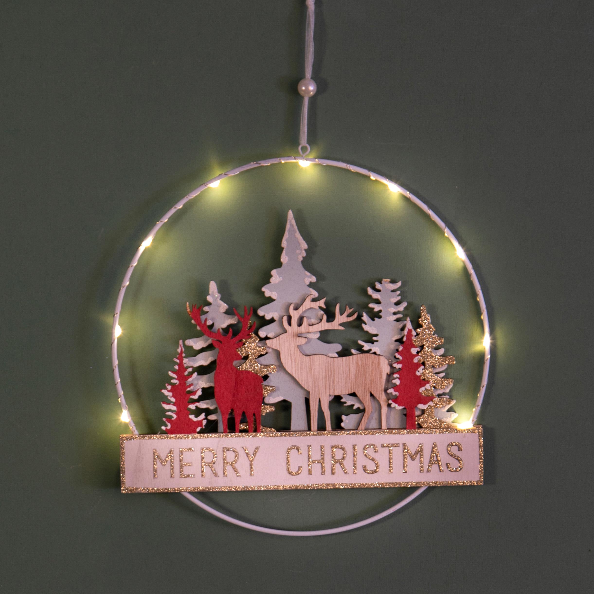 CORONA D.25 CM C/LED MERRY CHRISTMAS